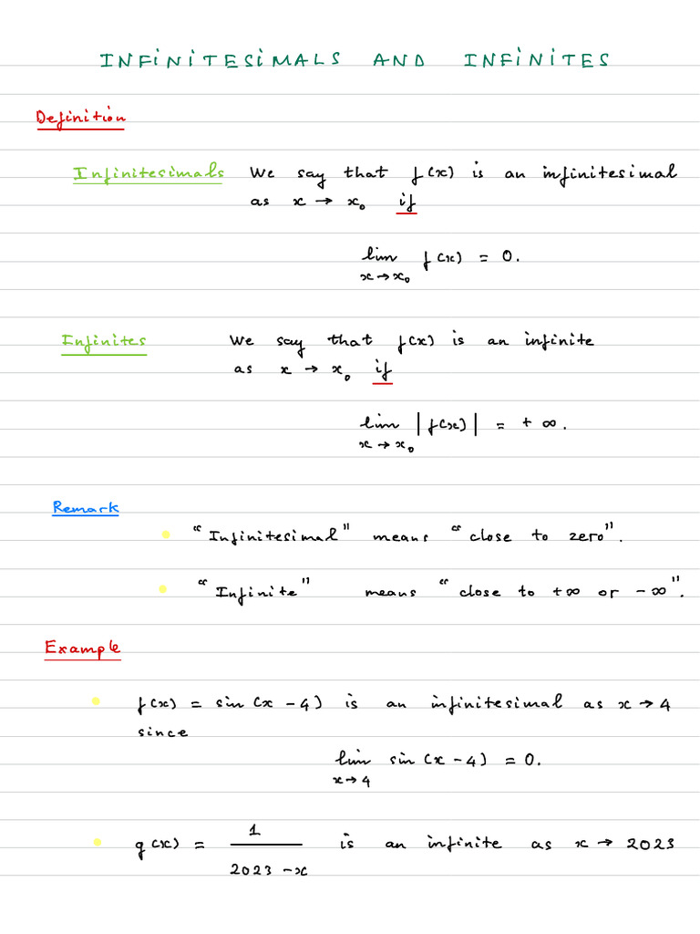 Infinitesimals and Infinites | PDF