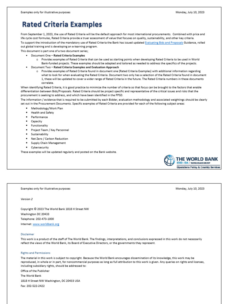 Rated Criteria Examples | PDF