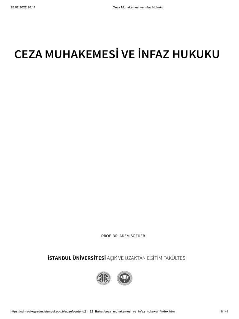 Ceza Muhakemesi Ve İnfaz Hukuku | PDF