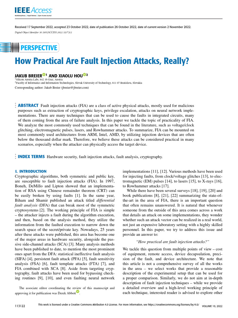 How Practical Are Fault Injection Attacks Really | PDF | Integrated ...