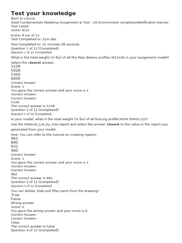 Tekla Structure Steel Fundamentals Questions and Answers | PDF
