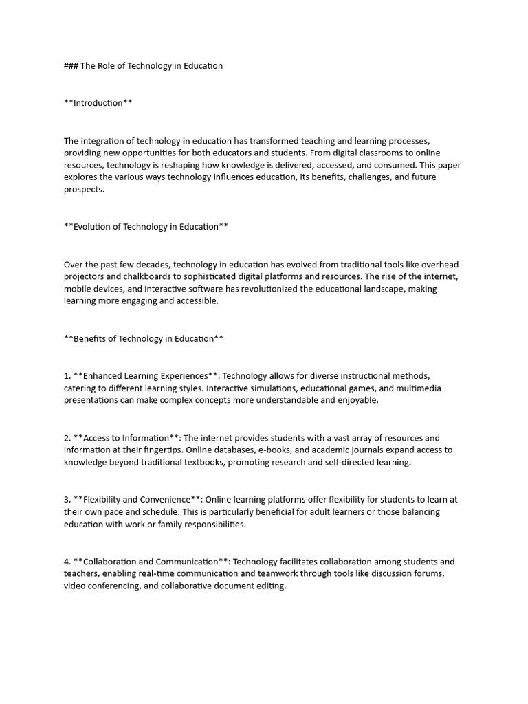 The Role of Technology in Education | PDF