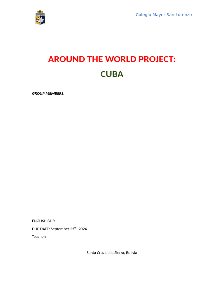 Around The World Project Report Format | PDF