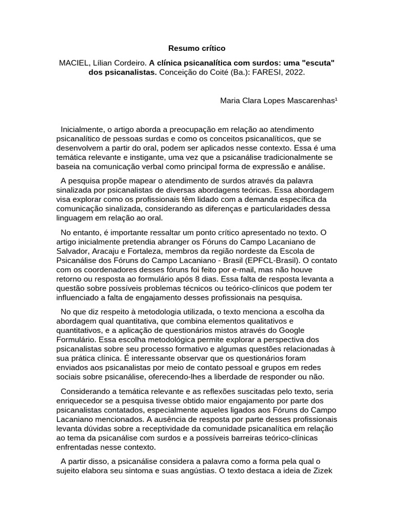 Resumo Crítico TCC | PDF