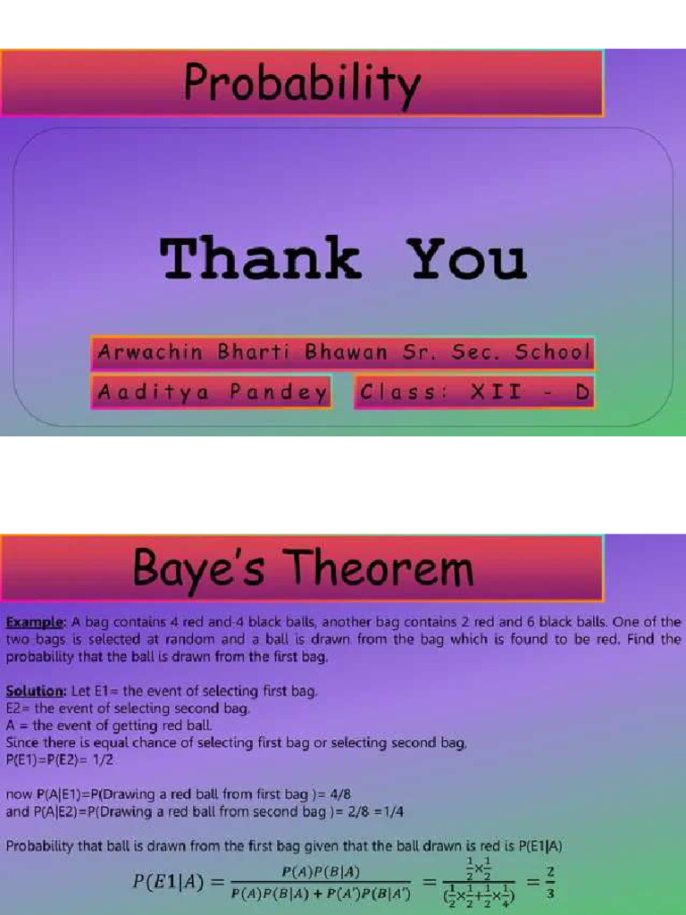 Maths Class 12 Probability Project Presentation 13 638 | PDF