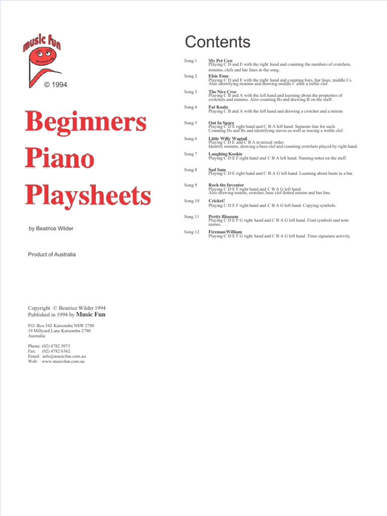 Playsheets Piano Beginner OK | PDF