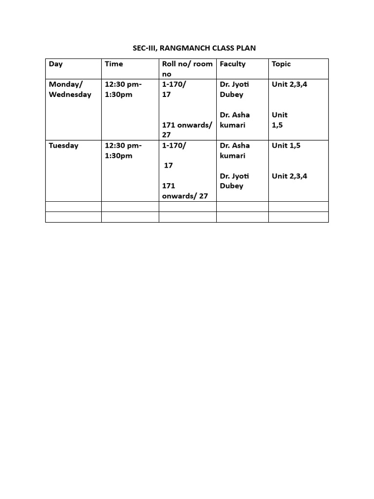 Rangmanch Class Plan | PDF
