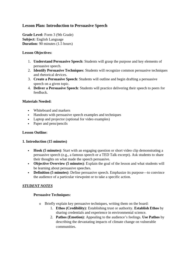 Introduction to persuasive speech | PDF