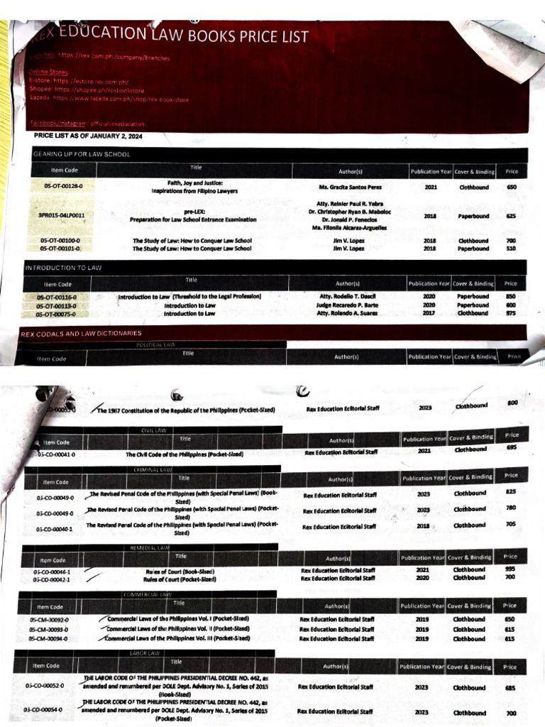 2024 Rex Pricelist | PDF