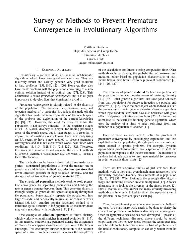 Premature Convergence | PDF