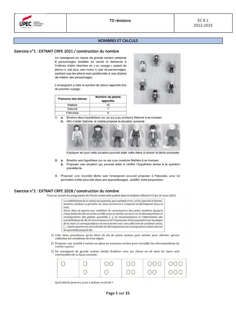 02A - TD Révisions EC8.1 (Énoncé) | PDF