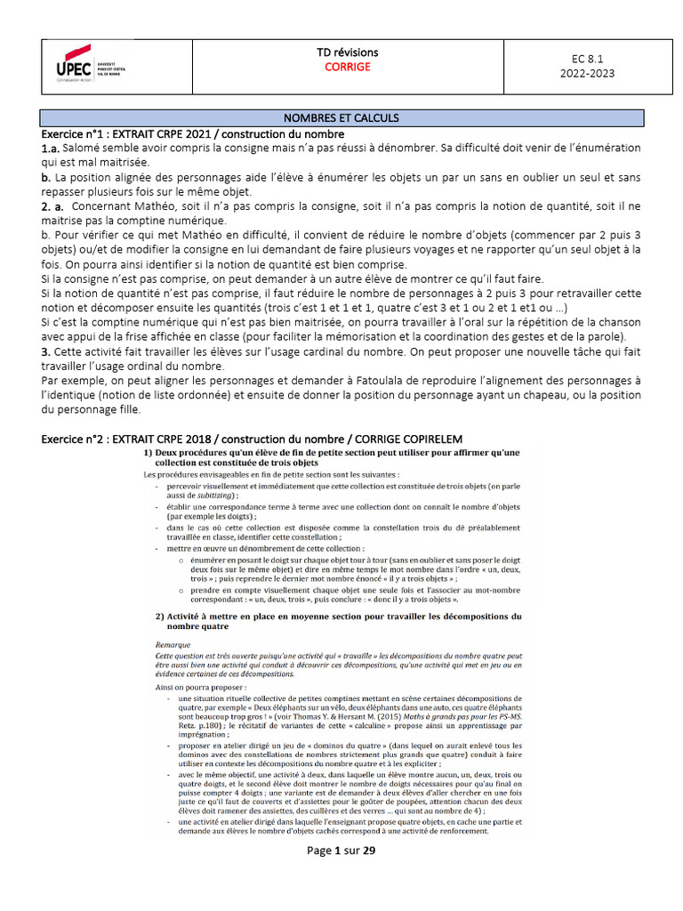 02B - TD Révisions EC8.1 (Corrigé) | PDF