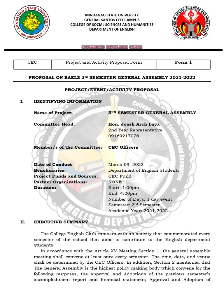 3rd GENERAL ASSEMBLY PROPOSAL | PDF