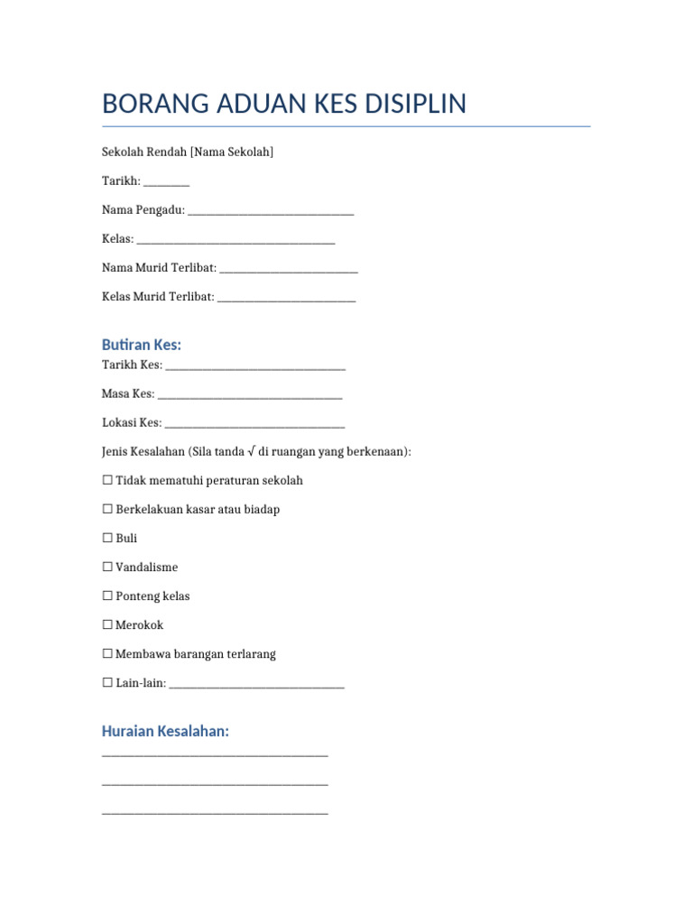 Borang Aduan Kes | PDF