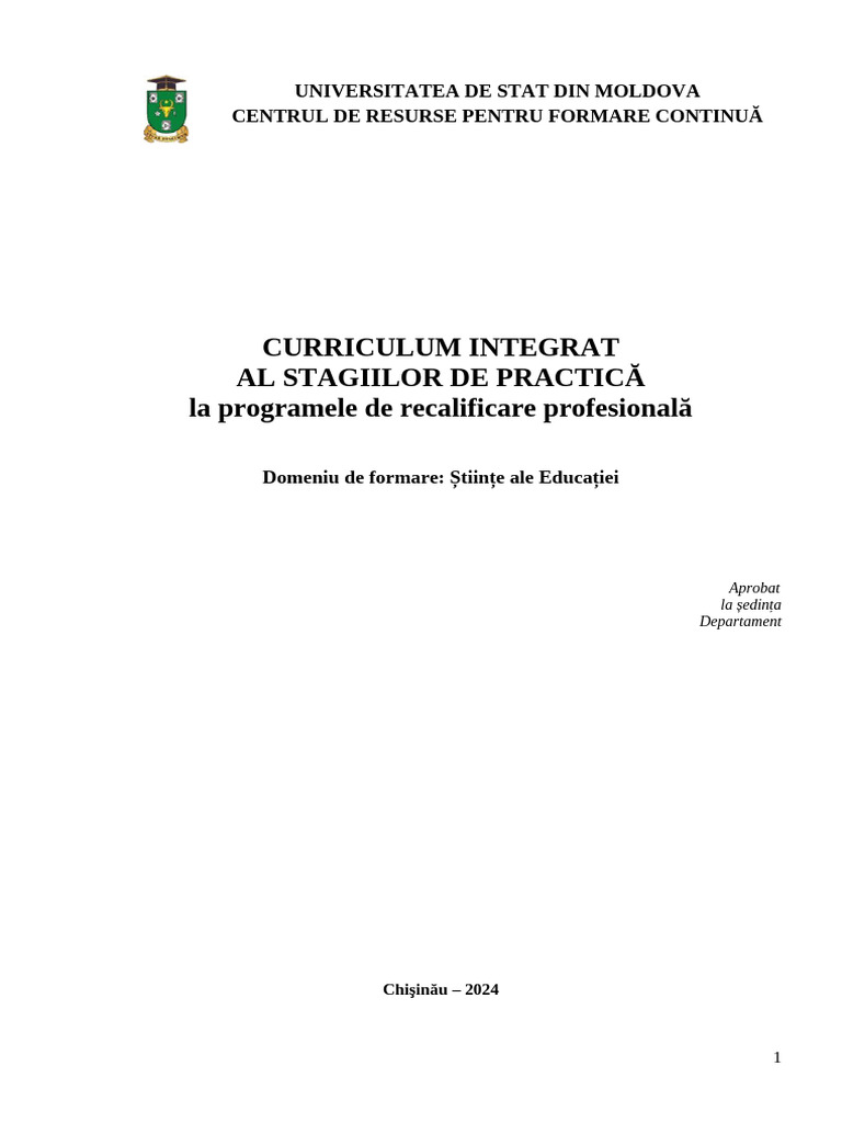 Curriculum Stagiu de Practica Recalificare CD 2024 | PDF