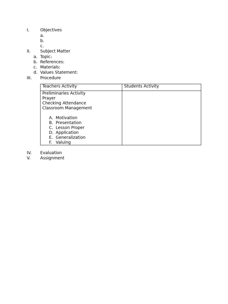 Lesson Plan Format | PDF