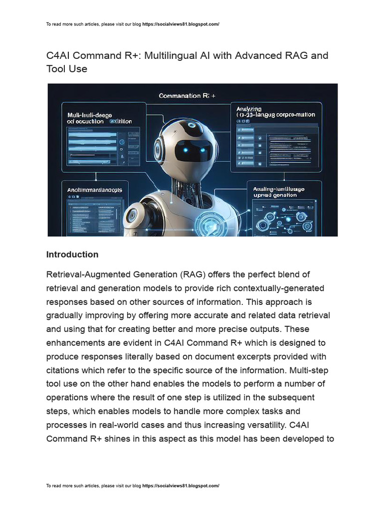 C4AI Command R+: Multilingual AI With Advanced RAG and Tool Use | PDF | Artificial Intelligence ...