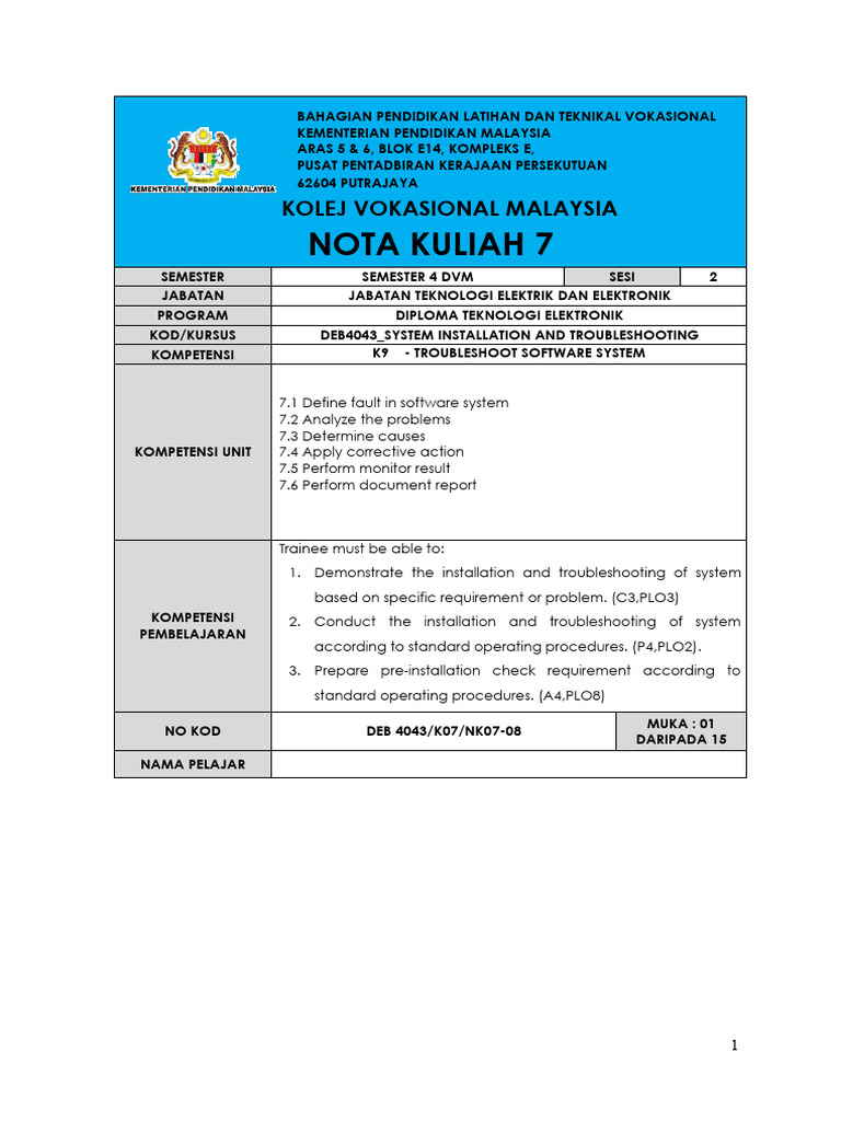 Nota Kuliah K7 | PDF