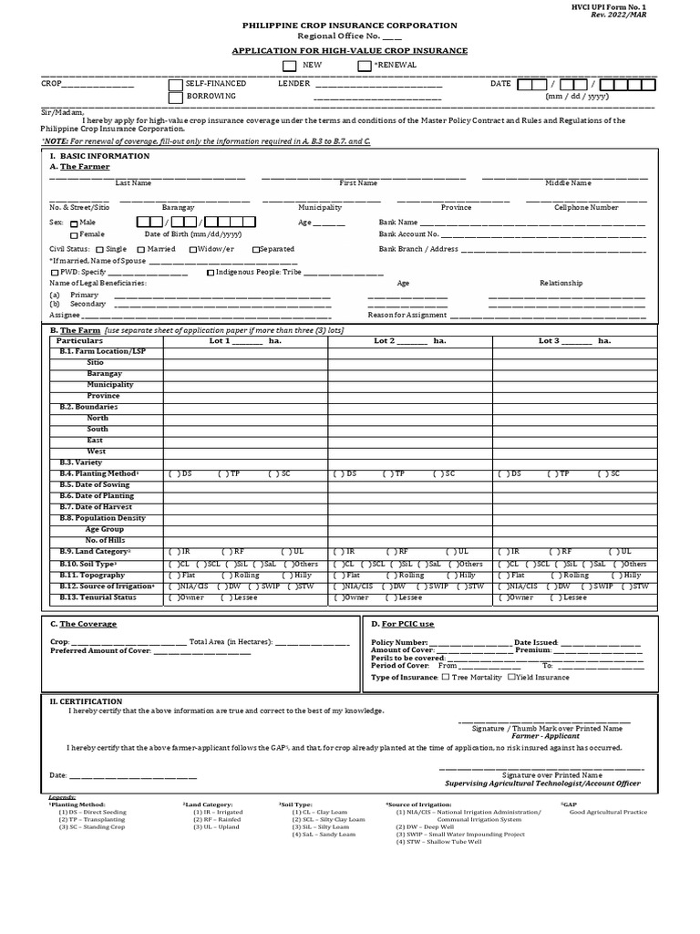HVCI UPI 01 Appliation For HVC Insurance | PDF