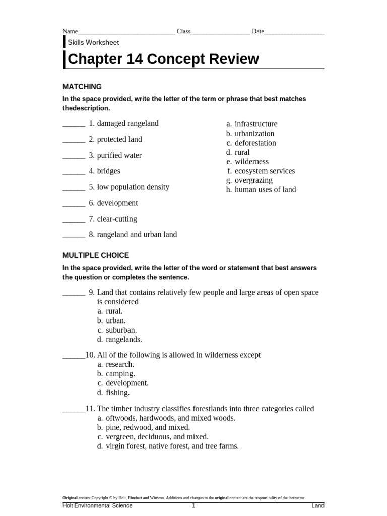 CH 14 Conc Rev Ws | PDF