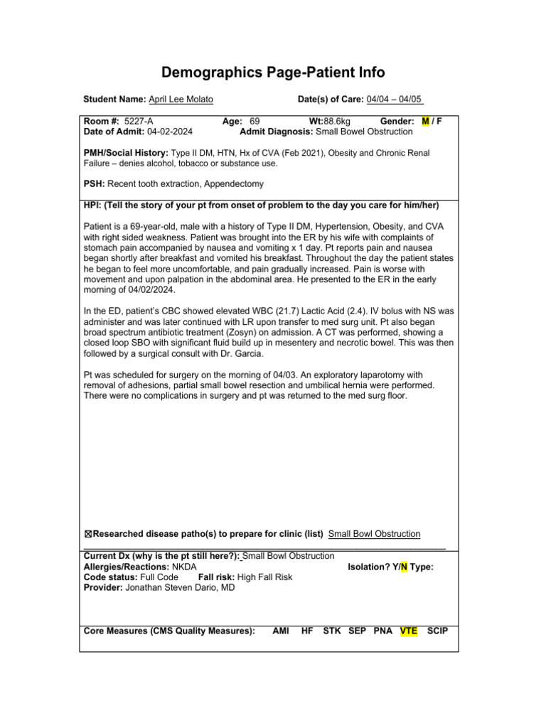 Small Bowel Obstruction (SBO) | PDF