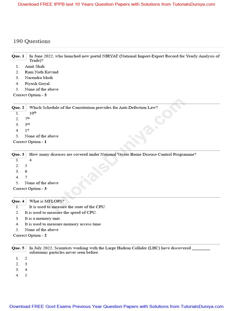 IPPB Executive Set 7 Question Paper | PDF