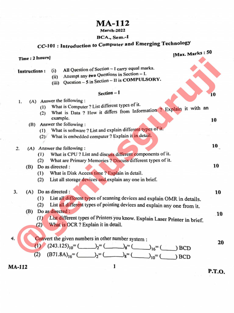 CC 101 Introduction To Computer and Emerging Technologies March 2022 | PDF