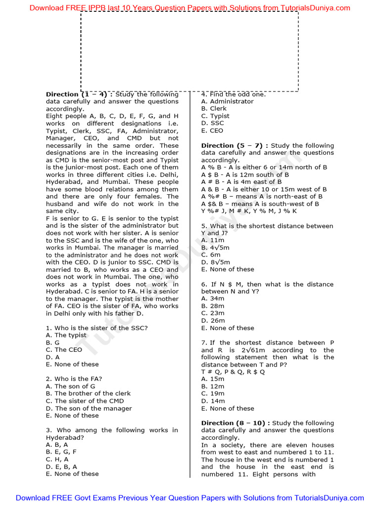 IPPB Executive Set 6 Question Paper | PDF