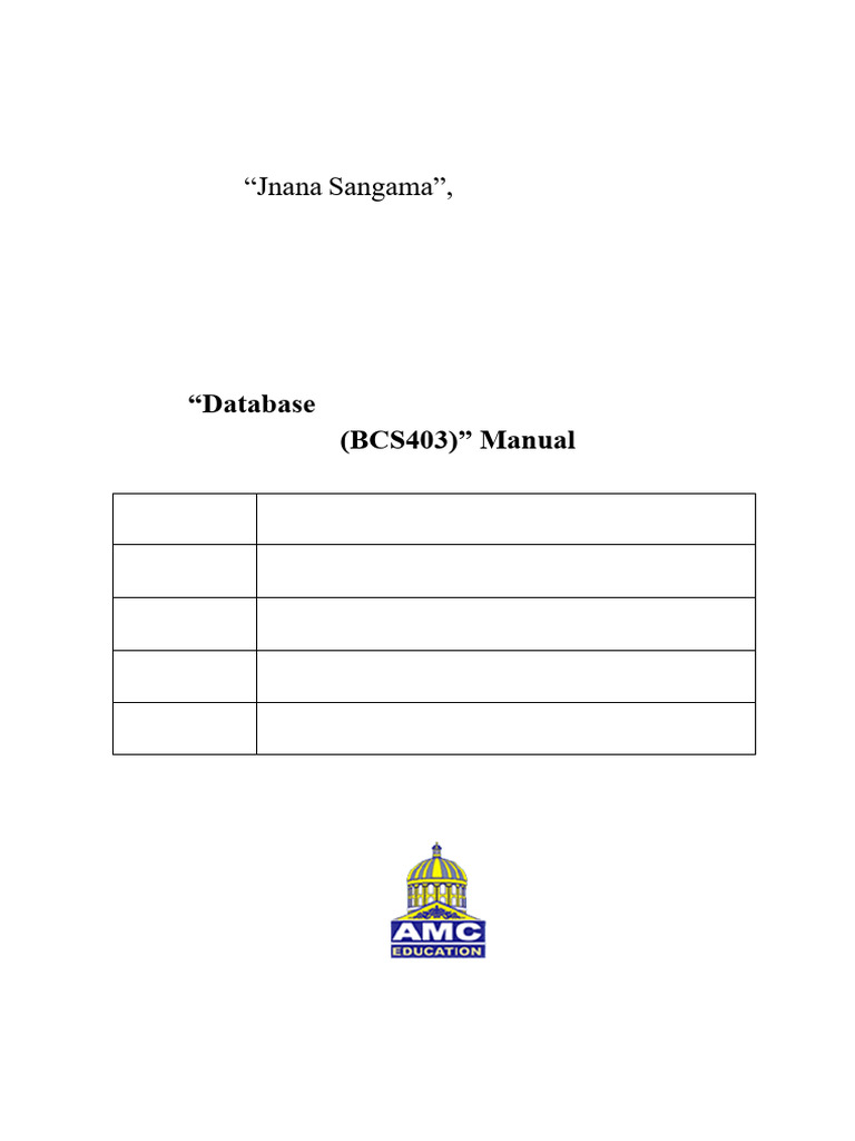 DBMS Lab Manual BCS403 | PDF | Databases | Computers