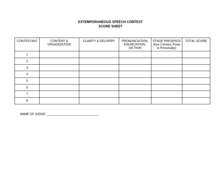 Extempo Score Sheet | PDF