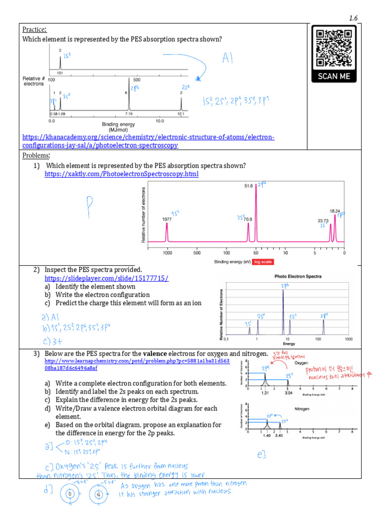 1.6 Photoelectron Spectroscopy Problems | PDF