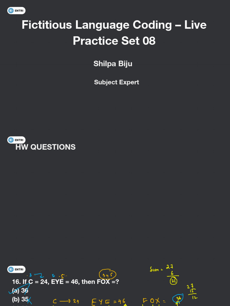 B4 Class 8 Fictitious Language Coding - Live Practice Set 08 | PDF