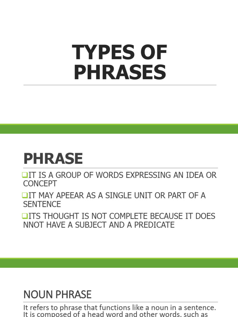 Types of Phrases 1 1 2 | PDF