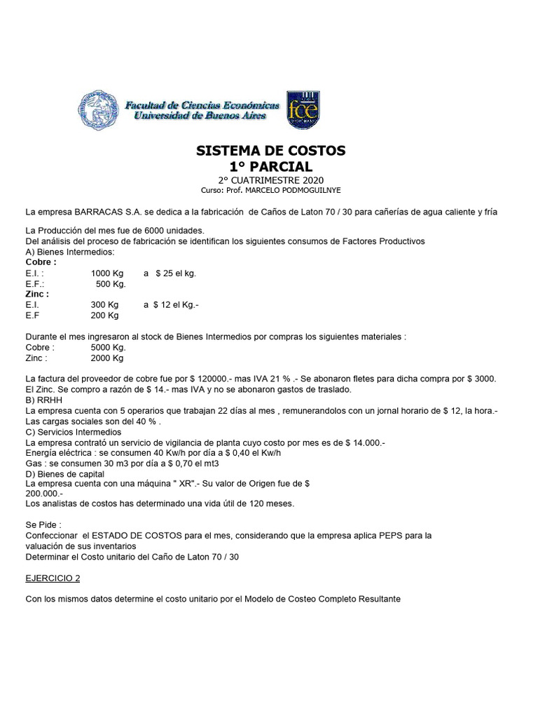 Cálculo de Costos en Barracas S.A. | PDF