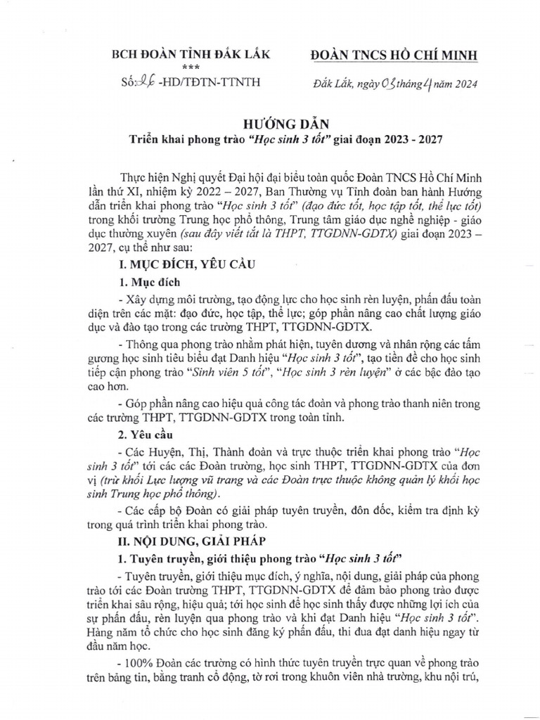 Dak Lak - Huong Dan HS3T 2023 2027 | PDF