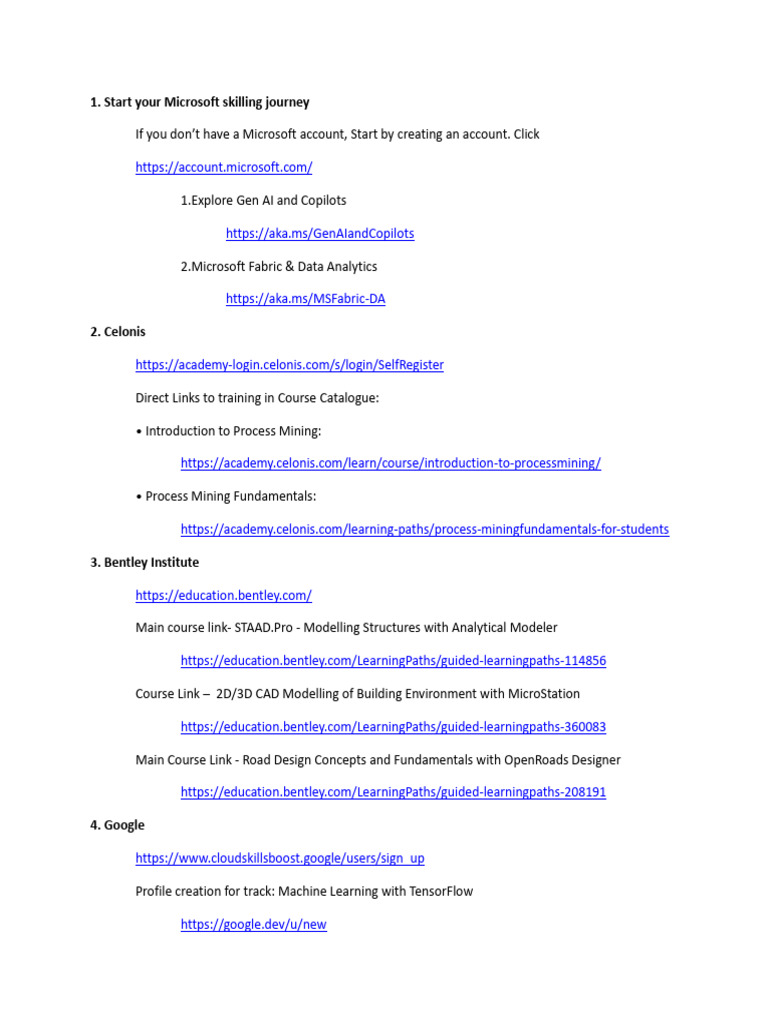 Learnathon ImportantLinks LearningGuide 2024 | PDF