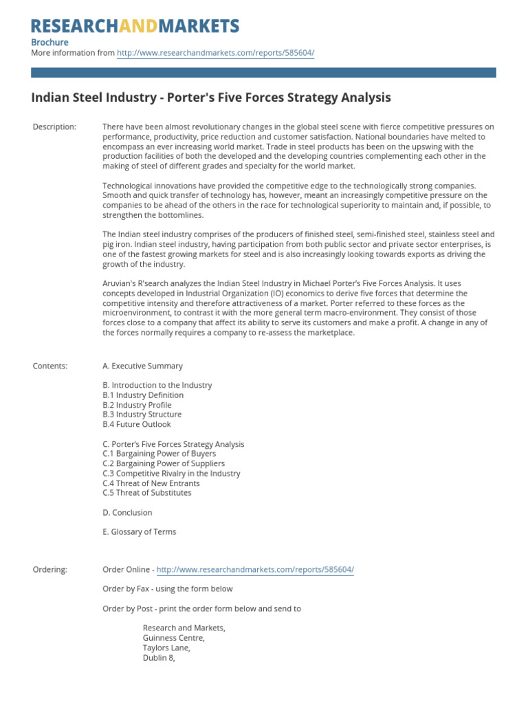 Indian Steel Industry Porters Five Forces Strategy Analysis | PDF