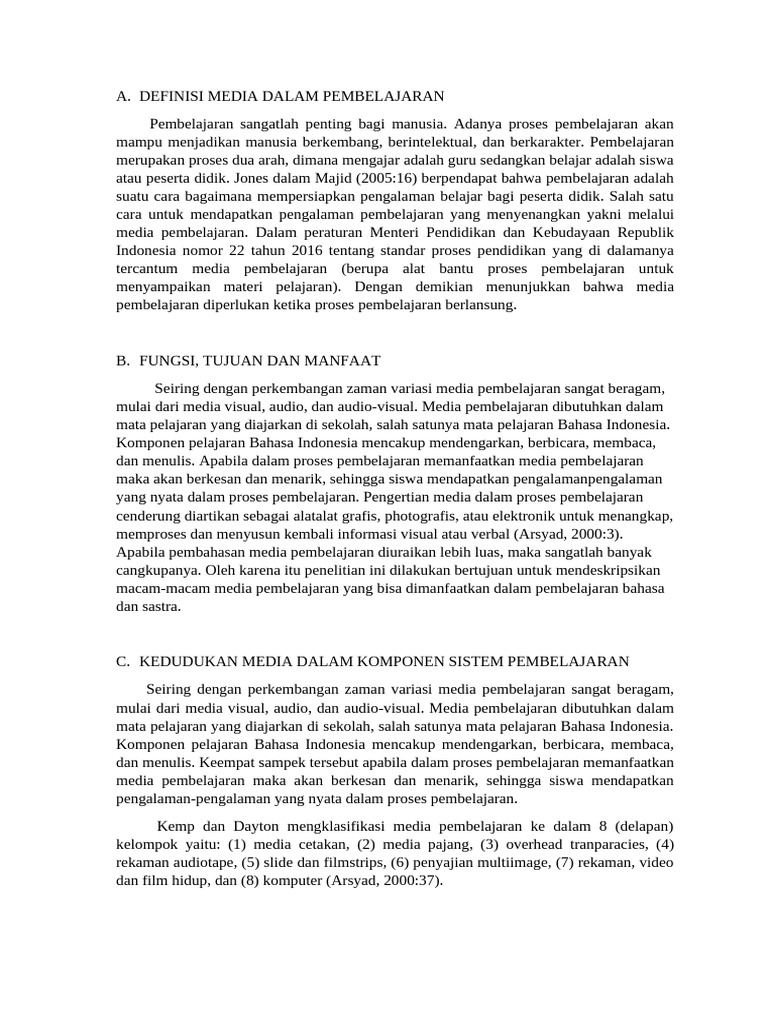 Definisi Media Dalam Pembelajaran | PDF
