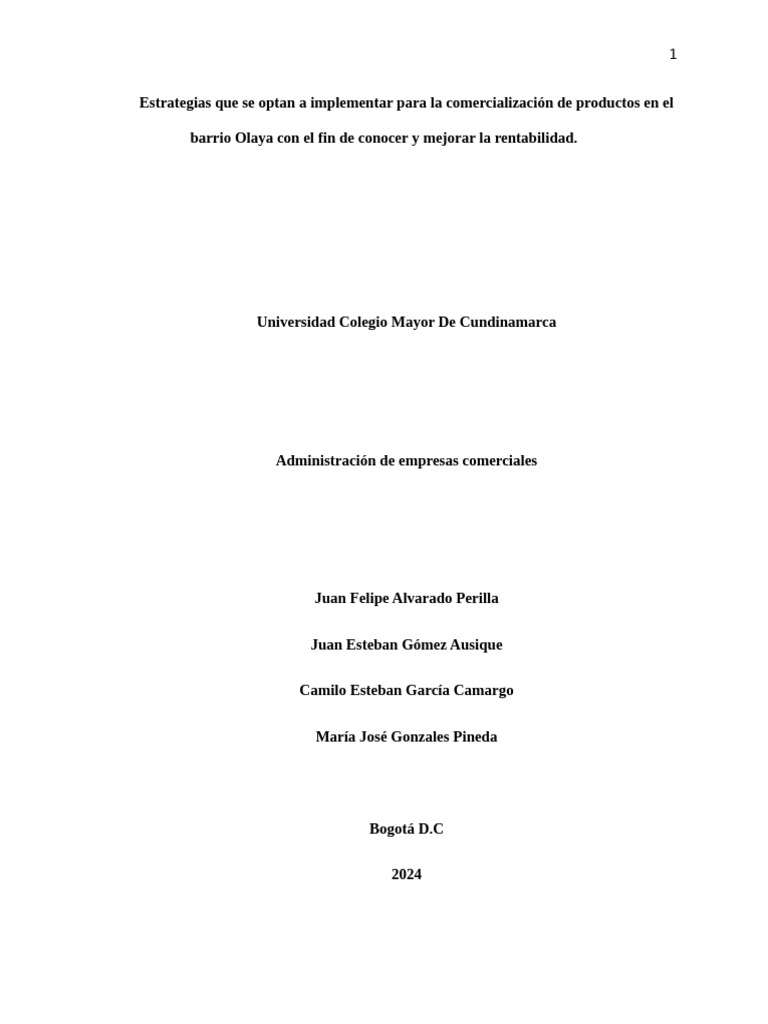 Estrategias Que Se Optan A Implementar para La Comercialización de ...