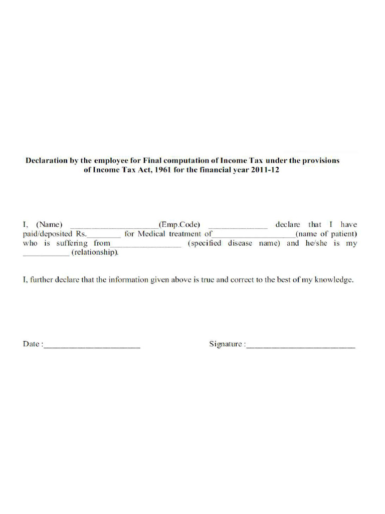 Self Declaring Form 80DD | PDF