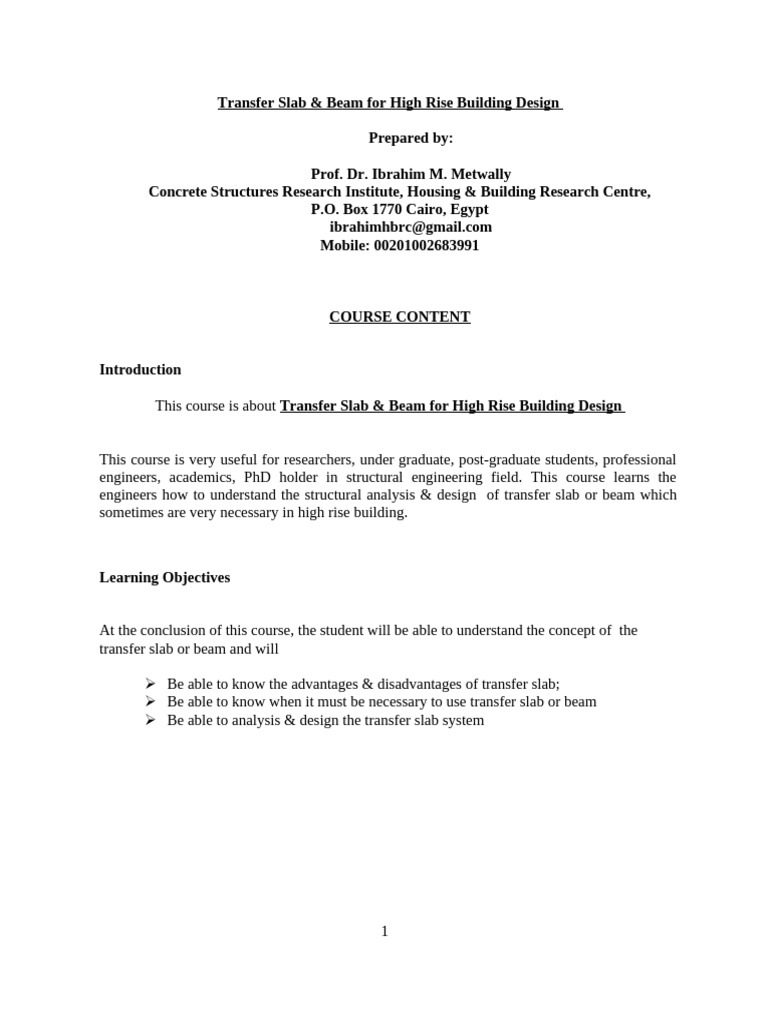 Transfer RC Slab | PDF