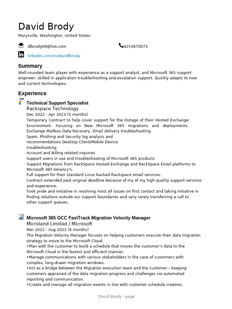 David-Brody Support Engineer | PDF