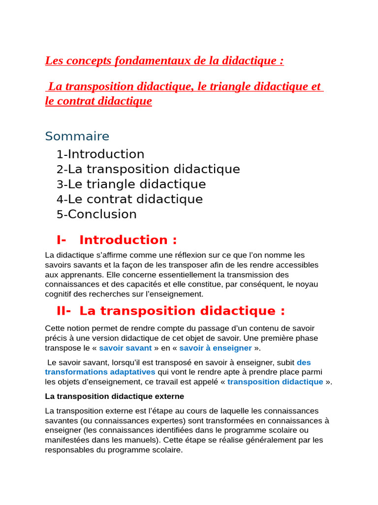 Les Concepts Fondamentaux de La Didactique | PDF