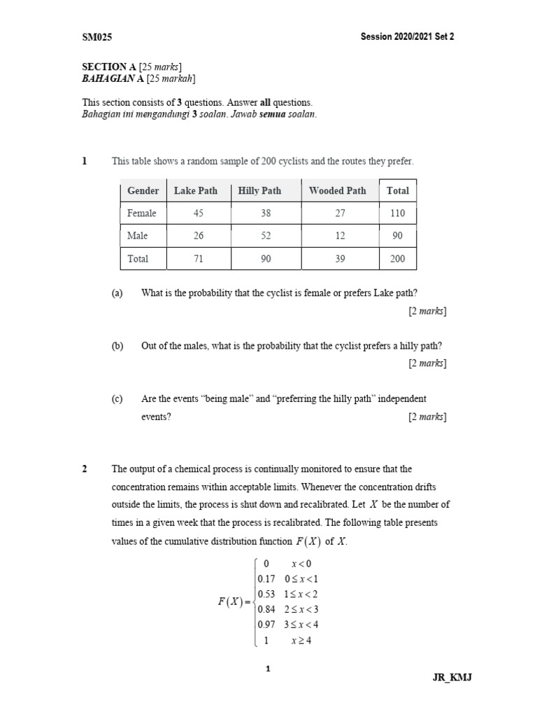SM025 KMJ Set 2 (Question) | PDF