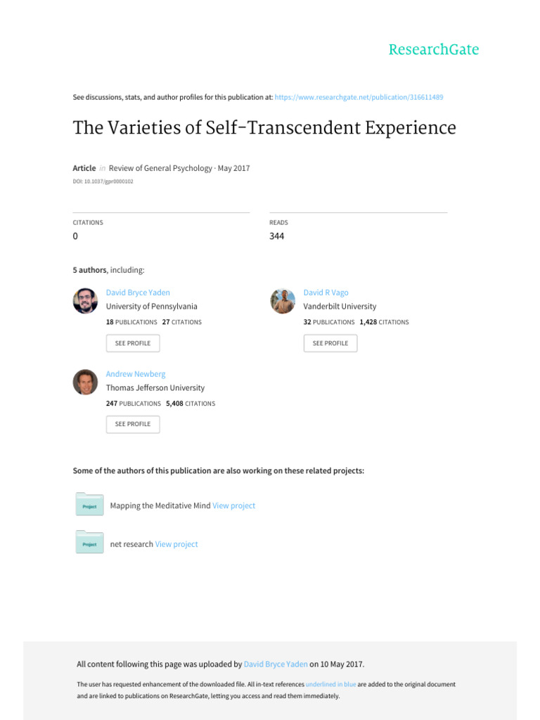 Varieties of Self Transcendence | PDF