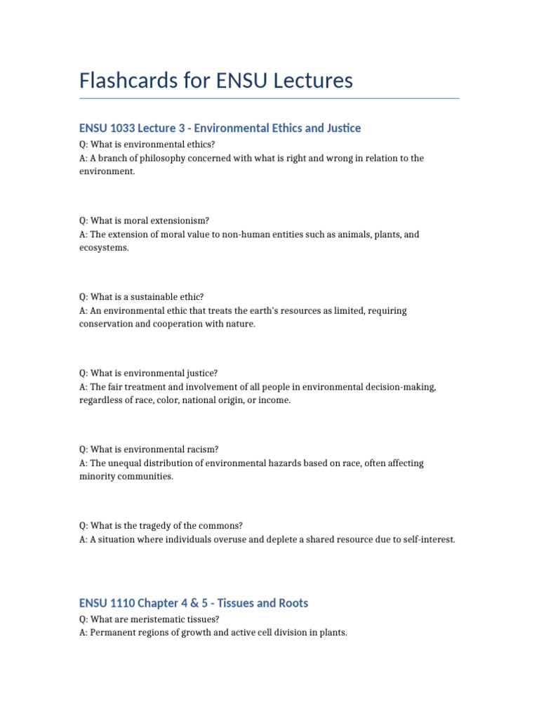 ENSU Flashcards | PDF