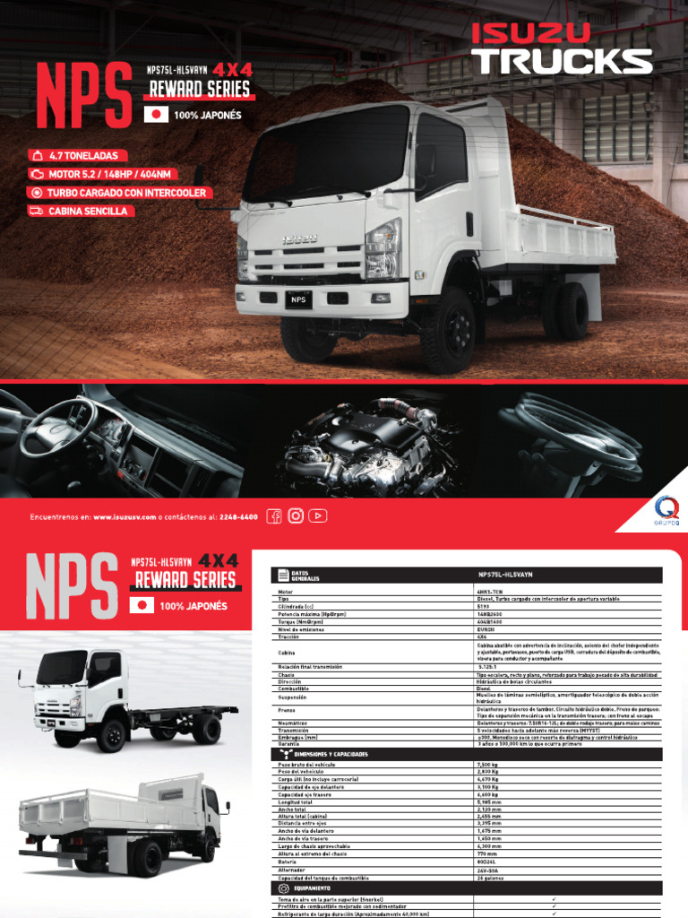 Digital SV Ficha Tecnica Isuzu Serie Reward NPS 47ton | PDF