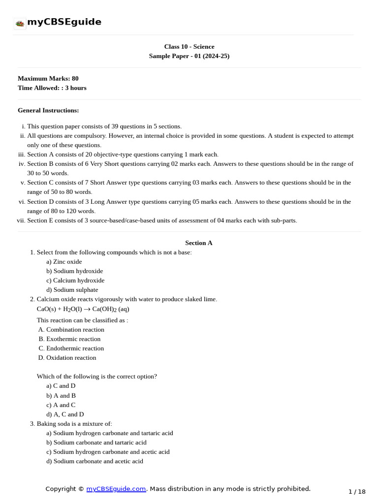 10 Science SP 01 | PDF