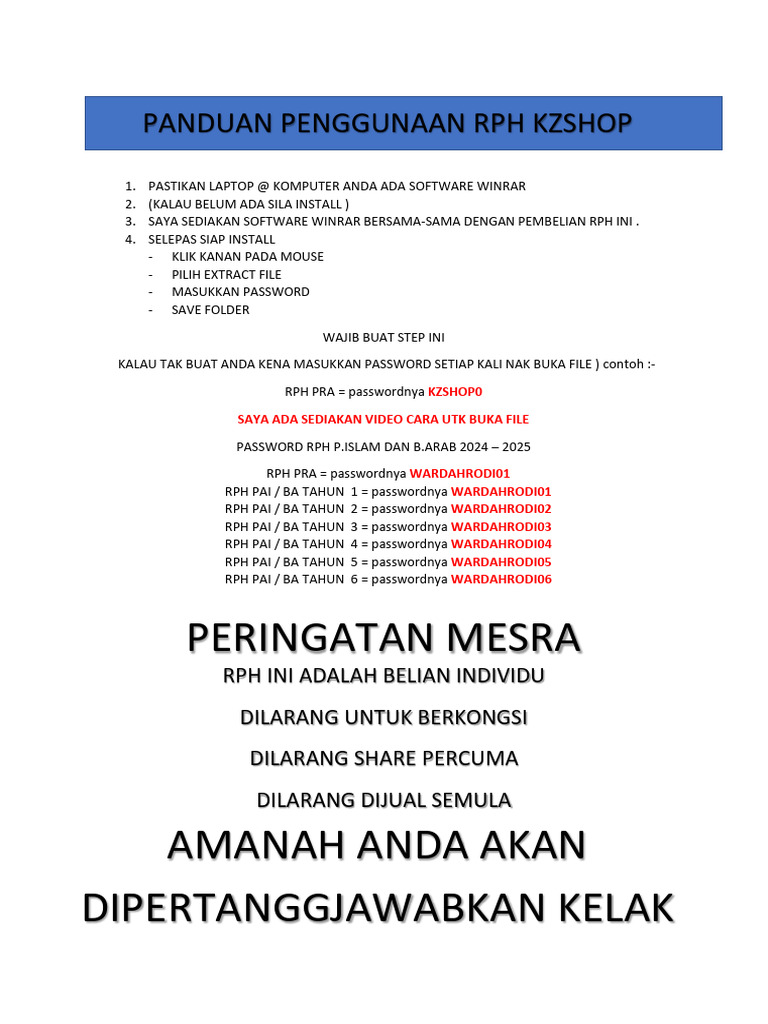 1 - Panduan RPH 2024 | PDF