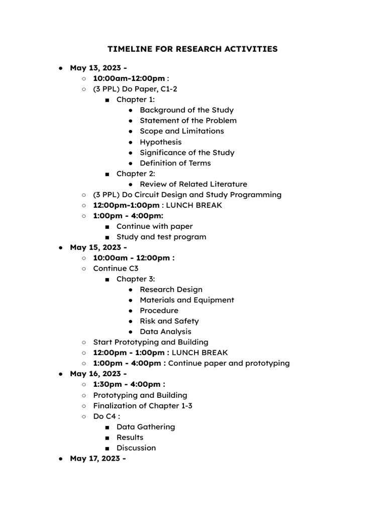 Timeline of Research Act. | PDF